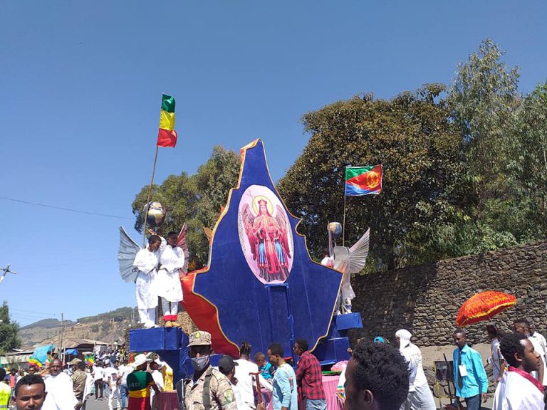 A footage of a destruction of a Tigrayan church by the invading forces ...